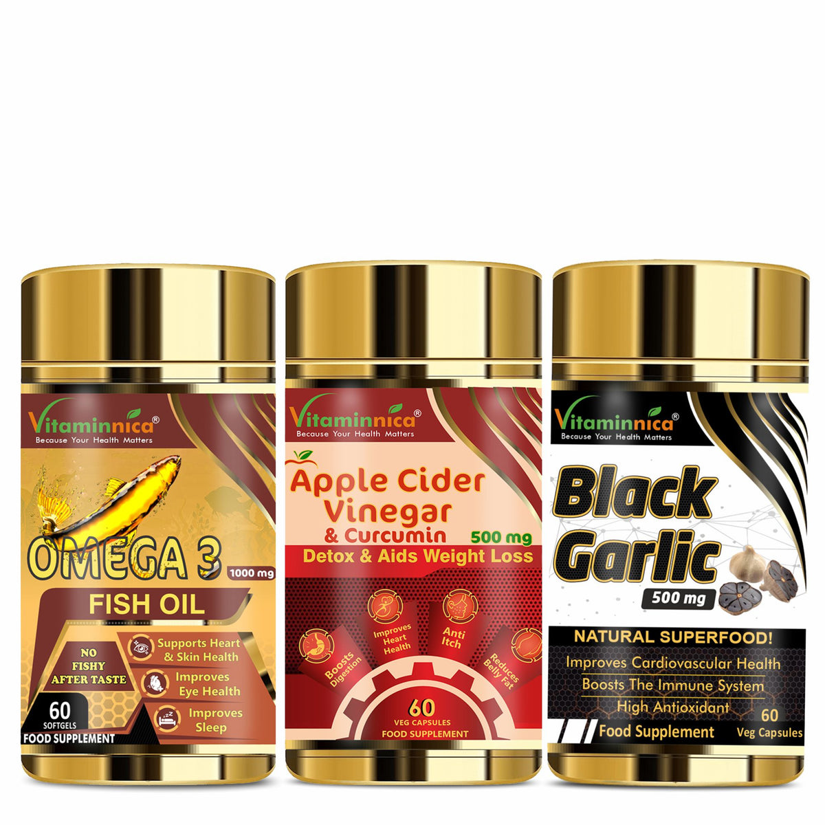Heart Health Bundle- Vitaminnica Omega3+ Apple Cider Vinegar & Curcumi – Vitaminnica Healthcare