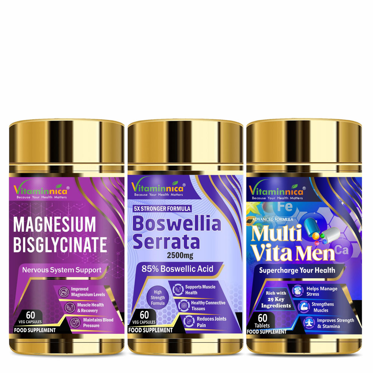 Vitaminnica Magnesium Bisglycinate+ Boswellia Serrata+ Multi Vita Men ...